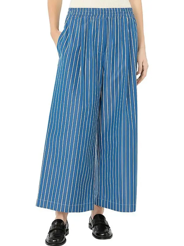 Max Mara Cotton Poplin Striped Trousers - Cornflower Blue