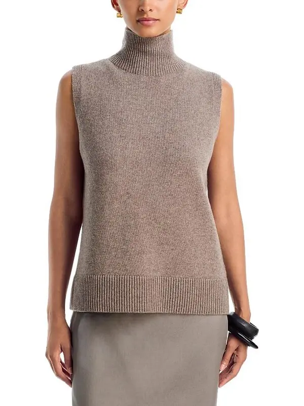 Brandon Maxwell The Bruno Wool & Cashmere Sleeveless Sweater - Truffle