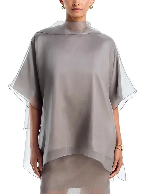 Brandon Maxwell The Cali Silk Organza Blouse - Smoke