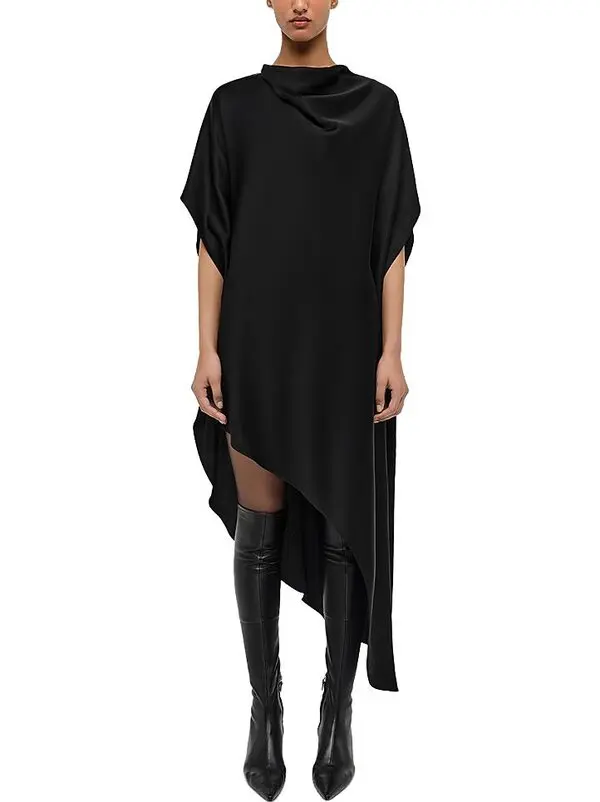 Simkhai Sadia Satin Mini Cape Dress - Black
