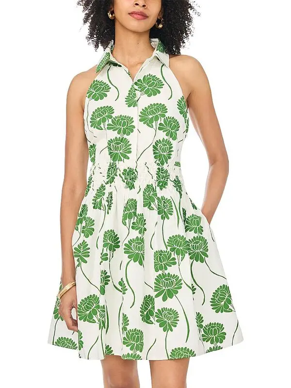1.State Smocked Waist Cotton Dress - Moss