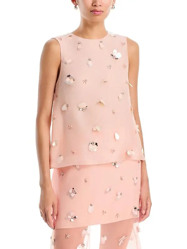 Simkhai Celia Embellished Silk Top - Bubblegum