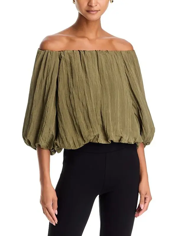 Simkhai Anni Off-the-shoulder Blouson Top - Sea Turtle
