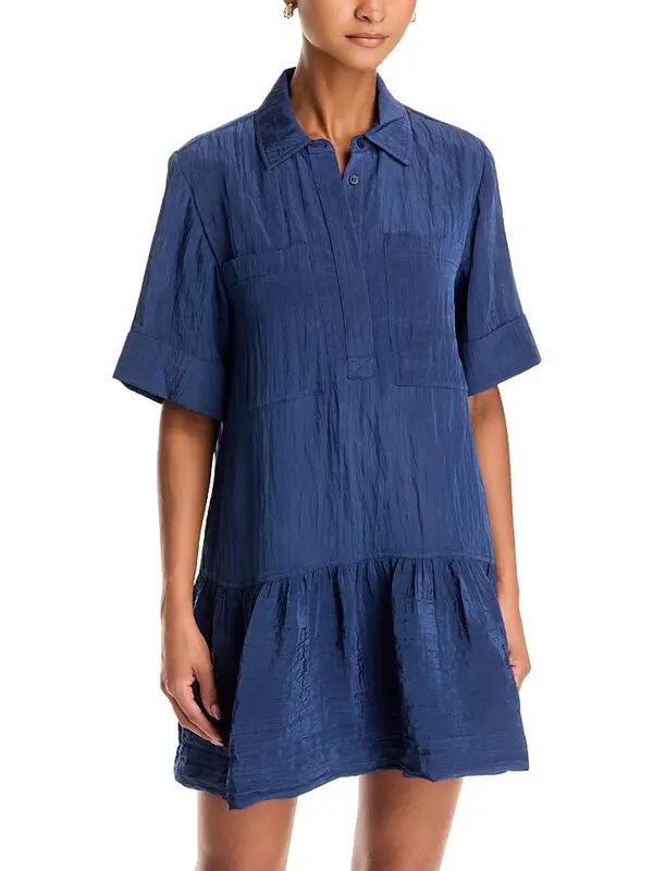 Simkhai Mini Shirt Dress With Gathered Skirt - Midnight
