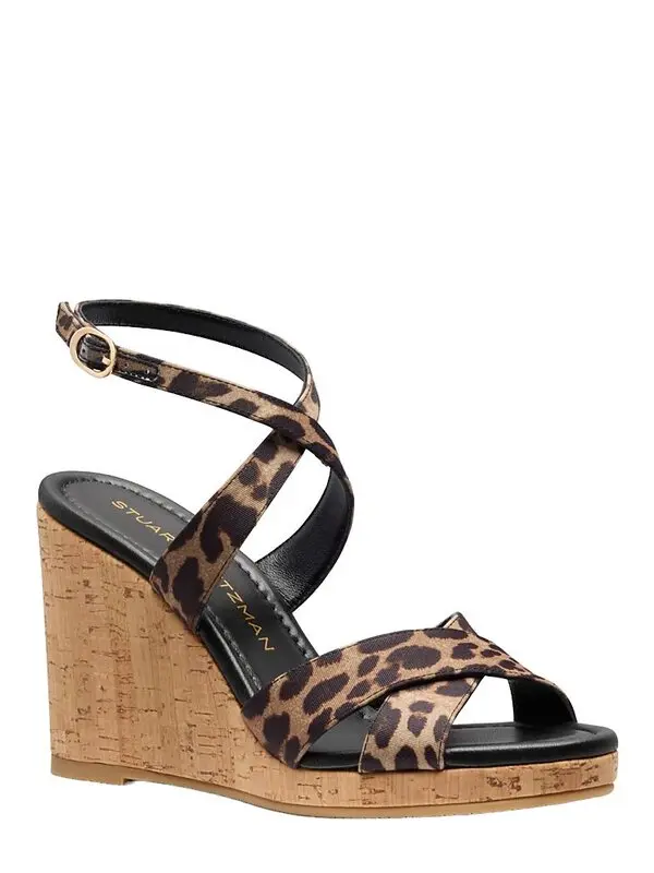 STUART WEITZMAN Alyssa Leopard Print Wedge Sandals - Classic Lite