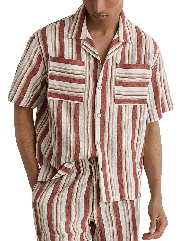 REISS Celeste Relaxed Short Sleeve Shirt - Redstone
