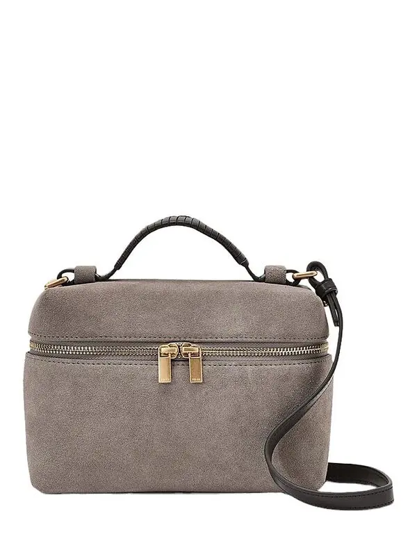 REISS Ines Suede Vanity Crossbody Bag - Grey