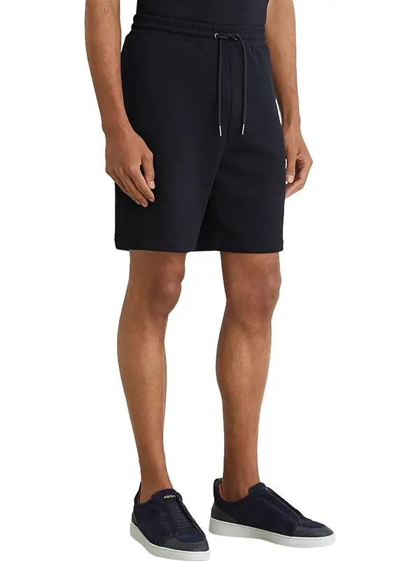 REISS Renly Micro Waffle Textured Shorts - Navy