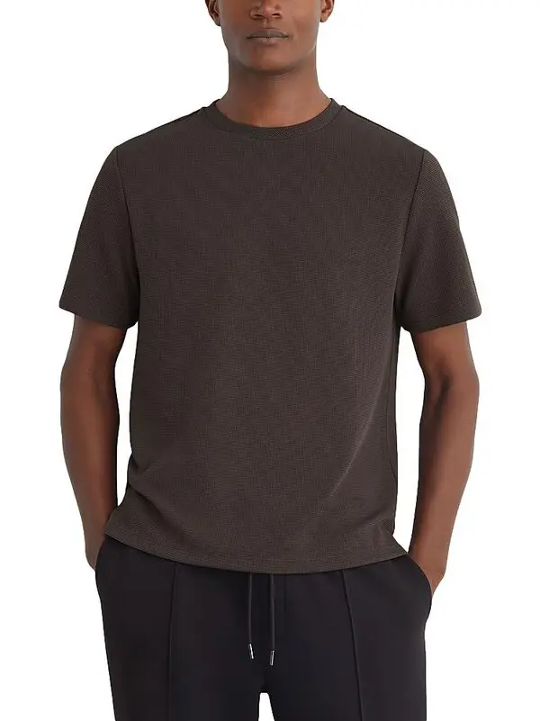 REISS Cole Modern Fit Textured Crewneck Tee - Brown