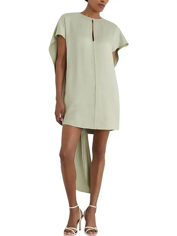 REISS Alice Satin Cape Mini Dress - Silver