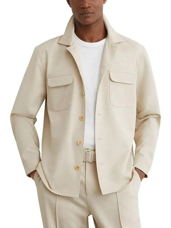 REISS Peshi Pocket Overshirt - Stone