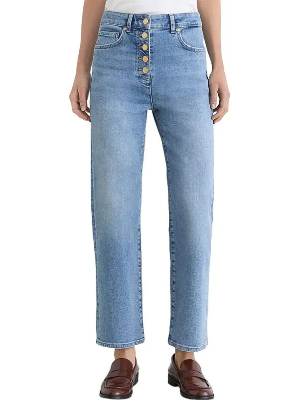 REISS Petites Lana High Rise Straight Jeans - Light Blue