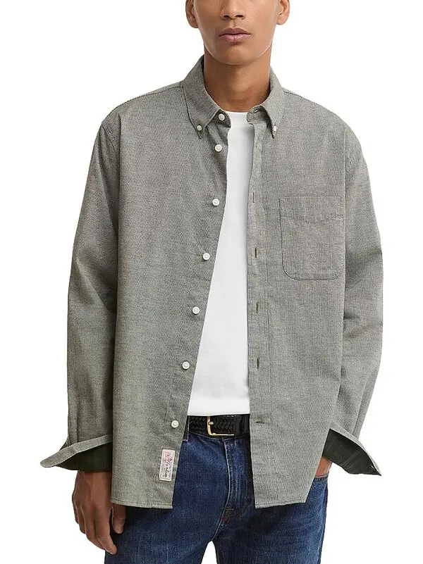 Barbour Nevis Woven Textured Cotton Shirt - Forest Marl