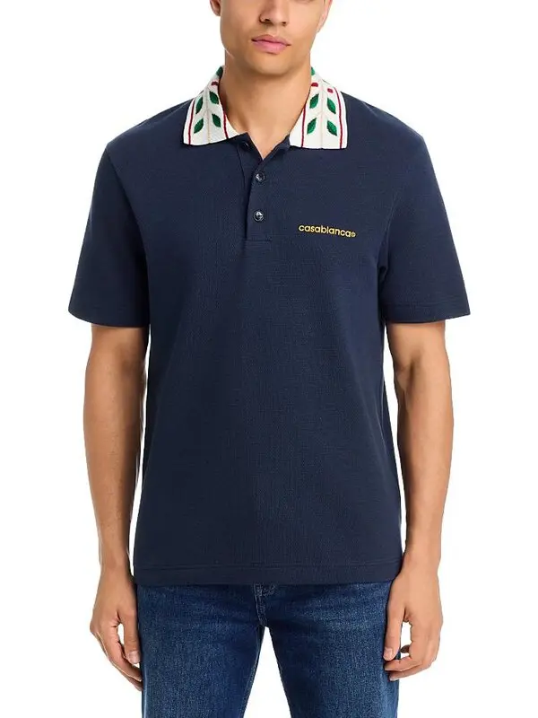 Casablanca Textured Pique Fabric Polo - Navy