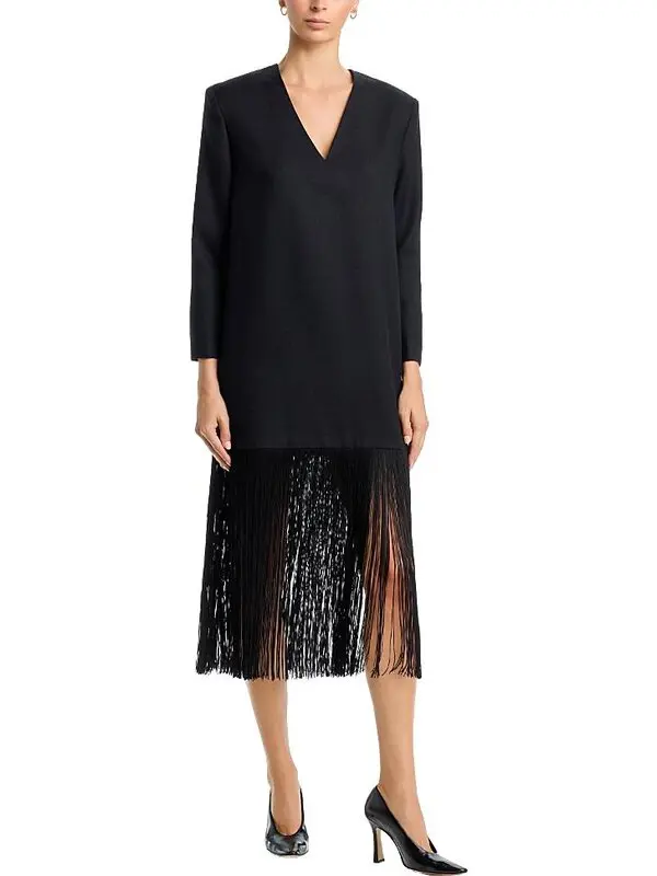 BY MALENE BIRGER Mella Drop Waist Fringe Dress - Black