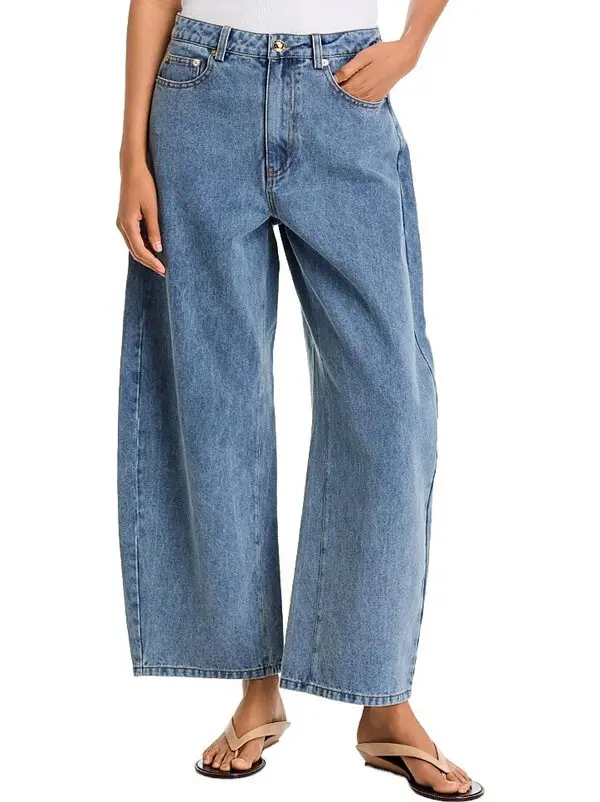 Farm Rio Richelieu Embroidery Wide Leg Jeans - Denim