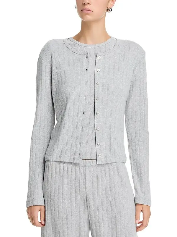 LESET Pointelle Classic Cardigan Ii - Light Grey