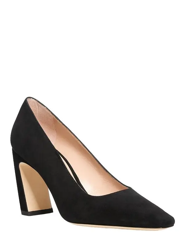 STUART WEITZMAN Stassi Suede Block Heel Pumps - Black Suede