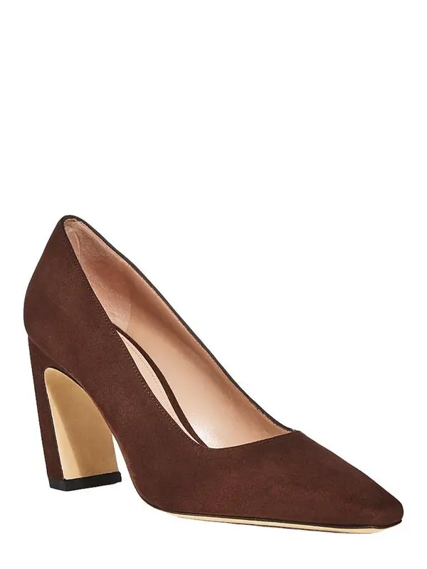STUART WEITZMAN Stassi Suede Block Heel Pumps - Walnut
