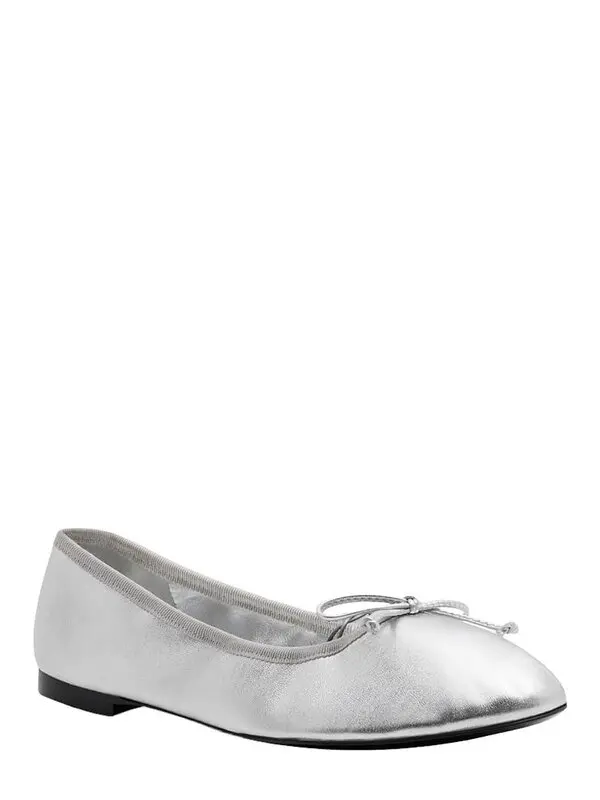 STUART WEITZMAN Nia Leather Ballet Flats - Silver