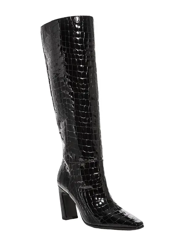 STUART WEITZMAN Stassi Croc-effect Knee-high Boots - Black