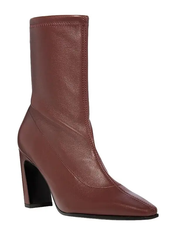 STUART WEITZMAN Stassi Stretch Leather Ankle Boots - Dark Oak