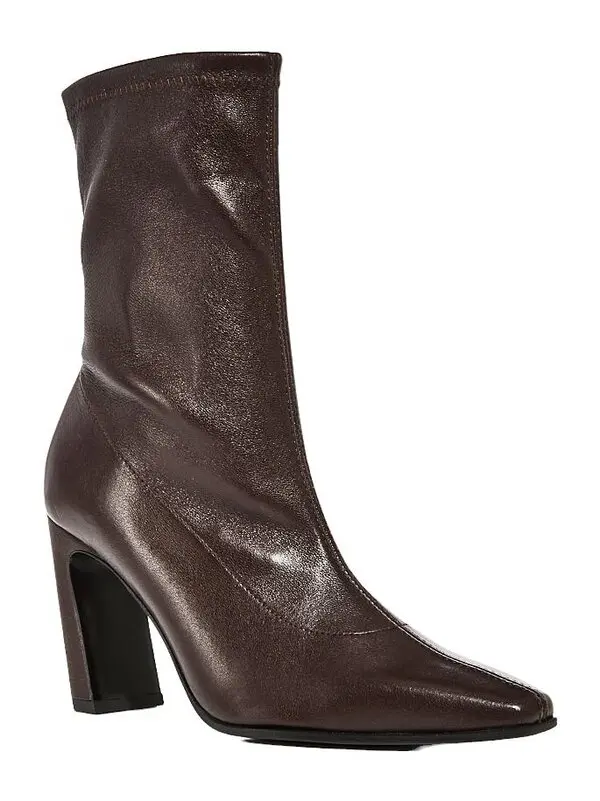 STUART WEITZMAN Stassi Stretch Leather Ankle Boots - Midnight Espresso