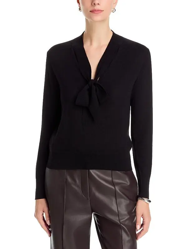 Kobi Halperin Felicity Tie Neck Merino Wool Sweater - Black