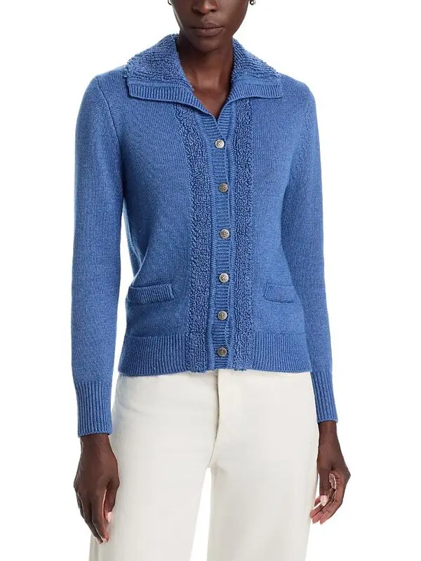Kobi Halperin Textured Knit Button Front Sweater With Pockets - Skyline