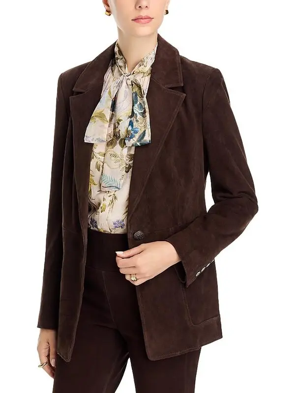 Kobi Halperin Claudia Leather Notch Lapel Jacket - Espresso