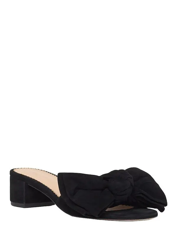 Cinq À Sept Faith Suede Bow Slides - Black