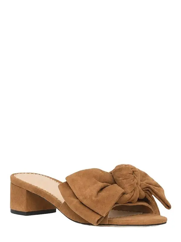 Cinq À Sept Faith Suede Bow Slides - Toffee