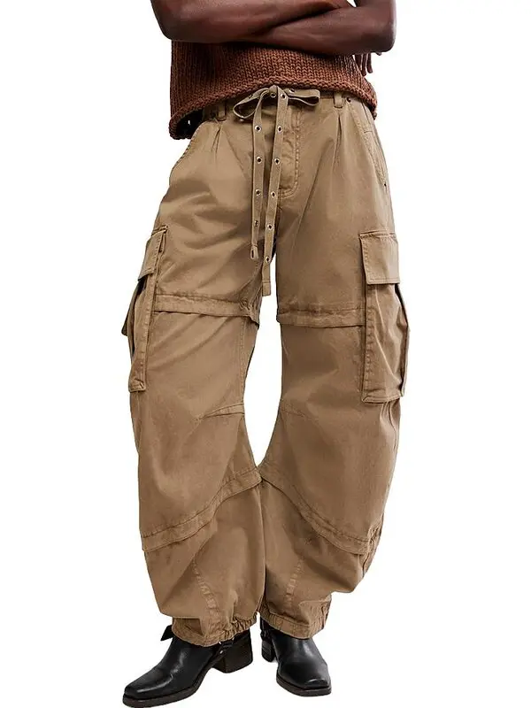 Free People Reef Curved Cargo Twill Pants - Aloe