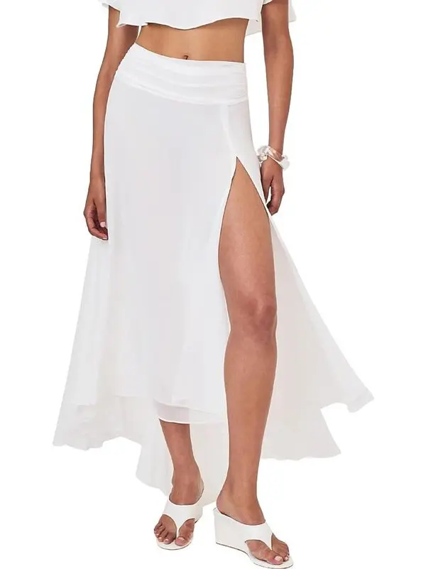 MISS CIRCLE NEW YORK Yanna Chiffon High-low Maxi Skirt - White
