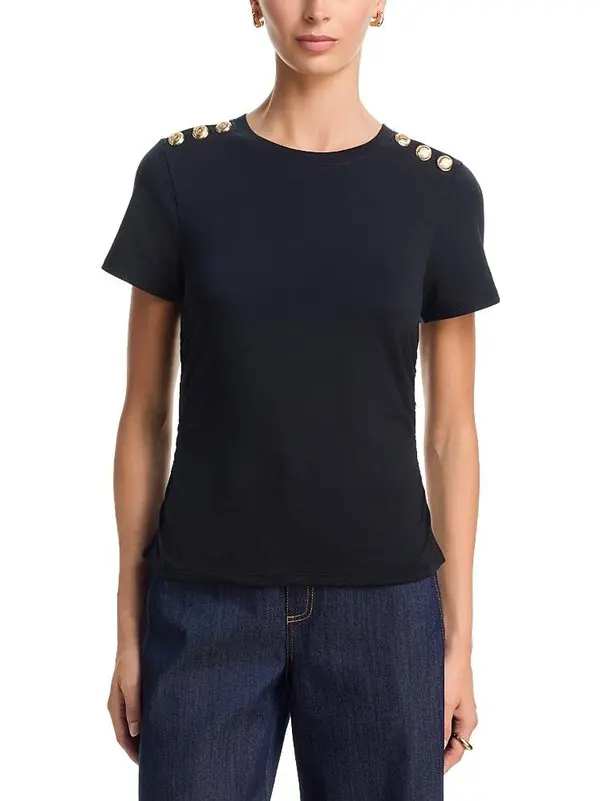 Cinq À Sept Jasper Button Shoulder Tee - Black