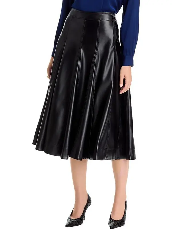 Elie Tahari Mireille Faux Leather Skirt - Noir