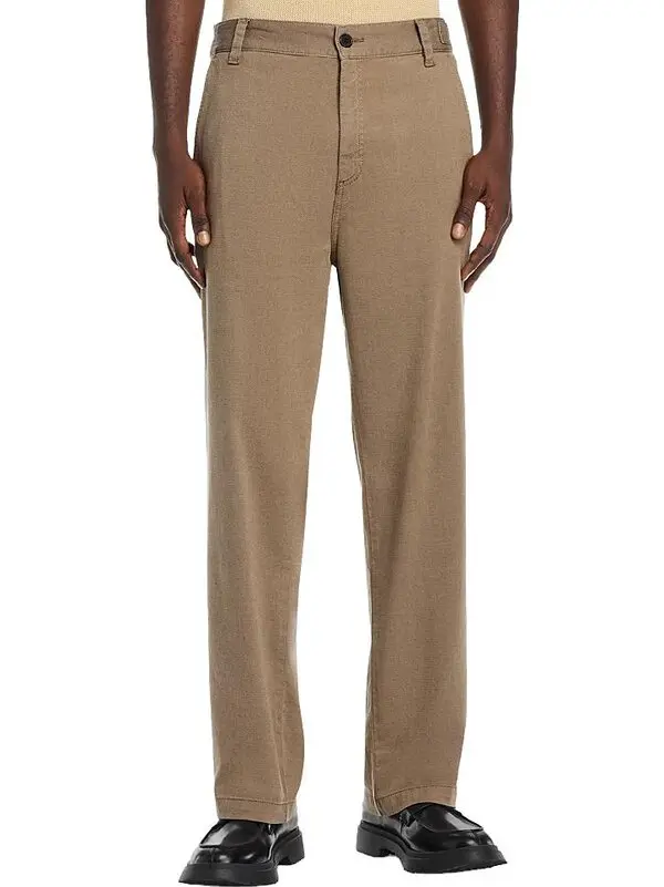 Hugo Cotton Stretch Straight Fit Pants - Beige Overflow