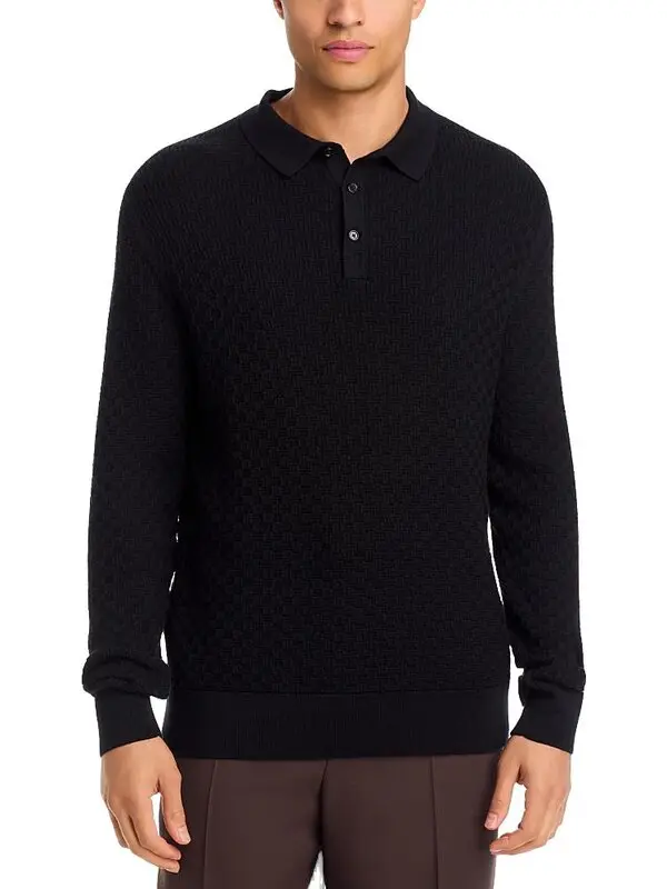 BOSS Luigi Knitwear Cotton Polo Sweater - Black