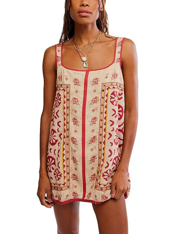 Free People Fleur Cotton Mini Shift Dress - Tea Combo