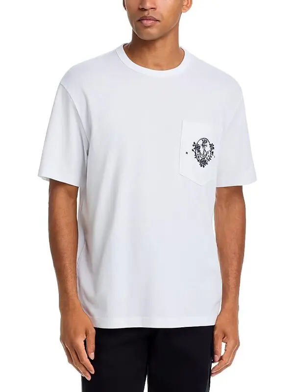 Hugo Durstee Cotton Floral Anchor Graphic Pocket T-shirt - White