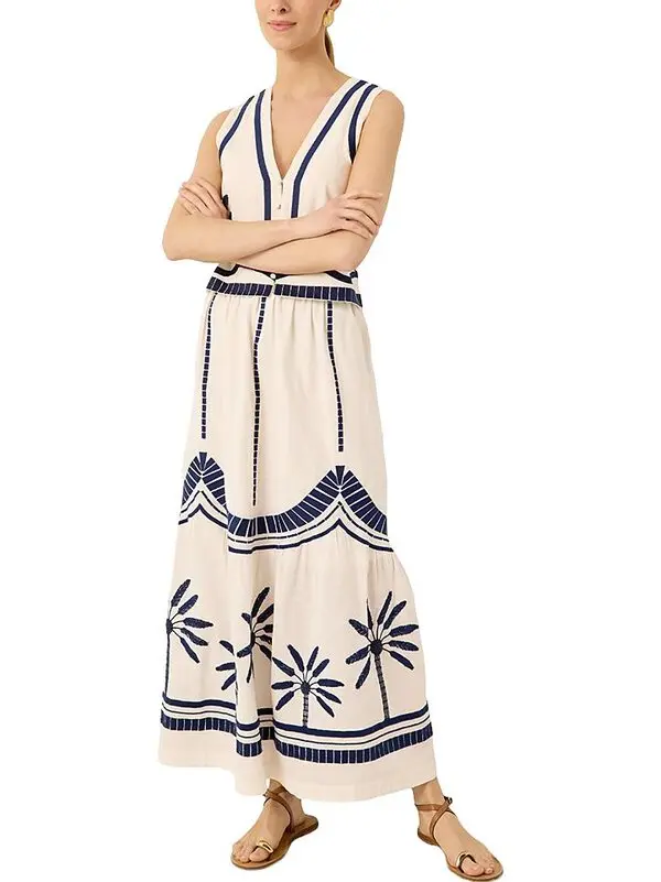 MARIE OLIVER Dania Cotton Linen Maxi Skirt - Tide