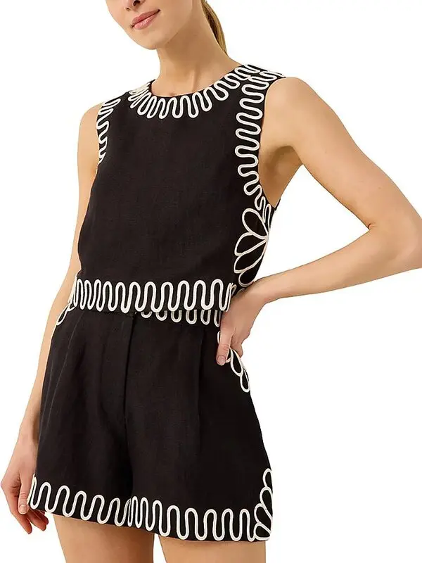 MARIE OLIVER Davis Cropped Top With Embellished Trim - Outline