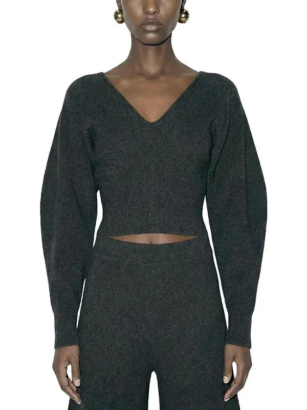 Ronny Kobo Krystal V-neck Sweater - Charcoal