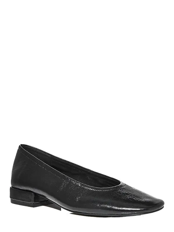 Aqua Avery Leather Ballet Flats - Black Leather