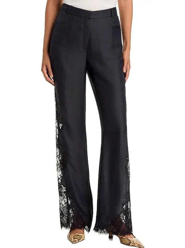 TOCCIN Priya Lace Inset Flare Pants - Jet/jet