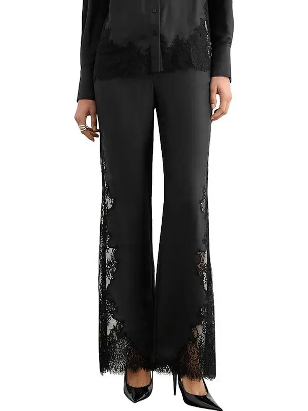 TOCCIN Priya Lace Inset Flare Pants - Jet/jet