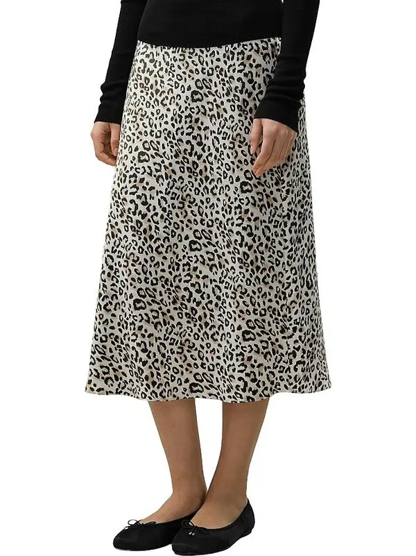 Lilysilk Leopard Print Bias Cut Silk Charmeuse Skirt - Dawn Leopard