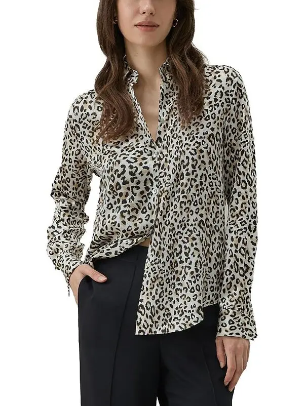 Lilysilk Leopard Print Silk Charmeuse Shirt - Dawn Leopard