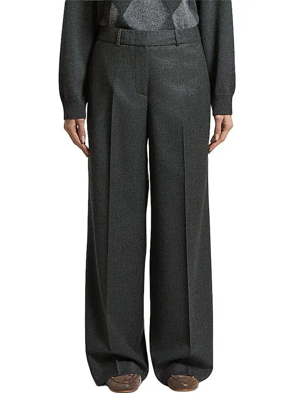 Peserico Palazzo Pants In Wool Lurex Flannel - Eclipse Gray
