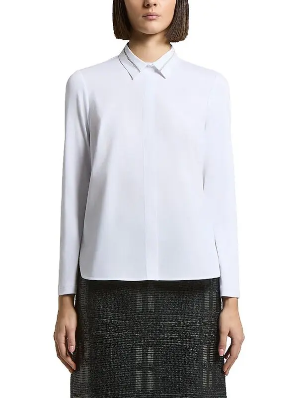 Peserico Stretch Cotton Poplin & Jersey Rib Shirt - Flash White